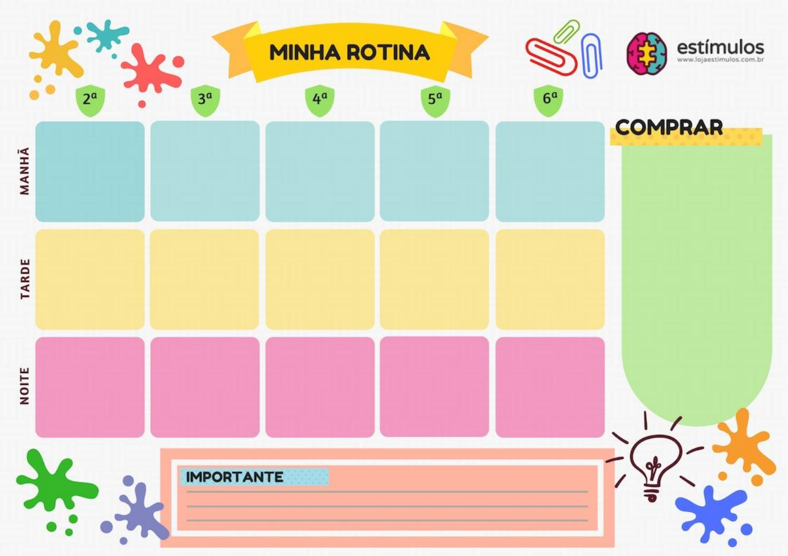 'MINHA ROTINA-Semanal' com você - Pedagogia
