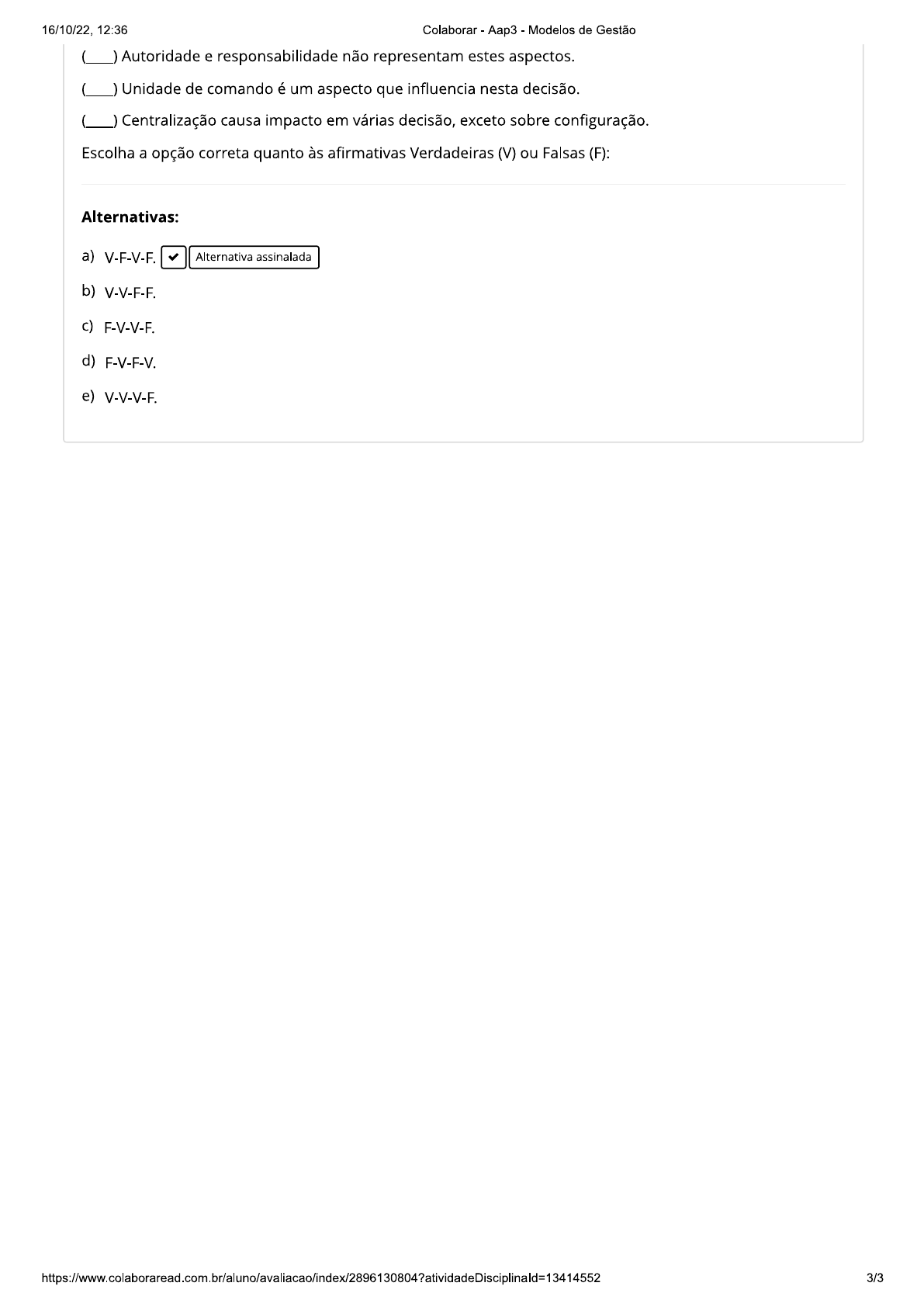 Aap3 - Modelos de Gestão - Contabilidade / Ciências Contábeis