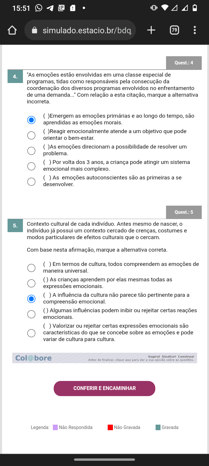 Exercícios Processos Psicológicos