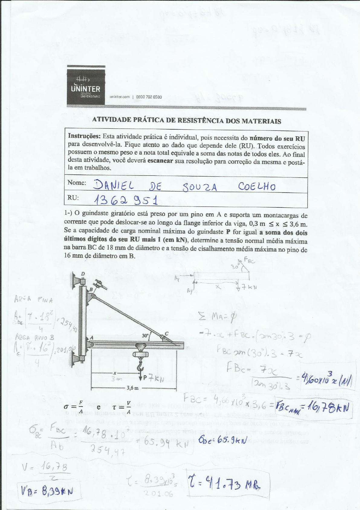 Atividade Pratica Resistencia Dos Materiais Resistência Dos Materiais