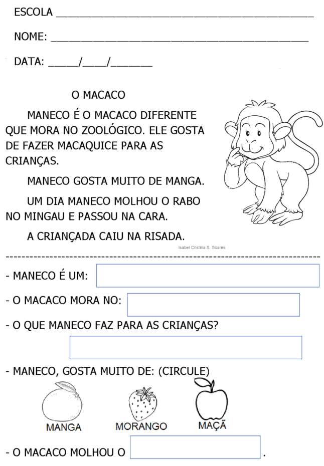 Leitura e interpretação de texto simples - Português