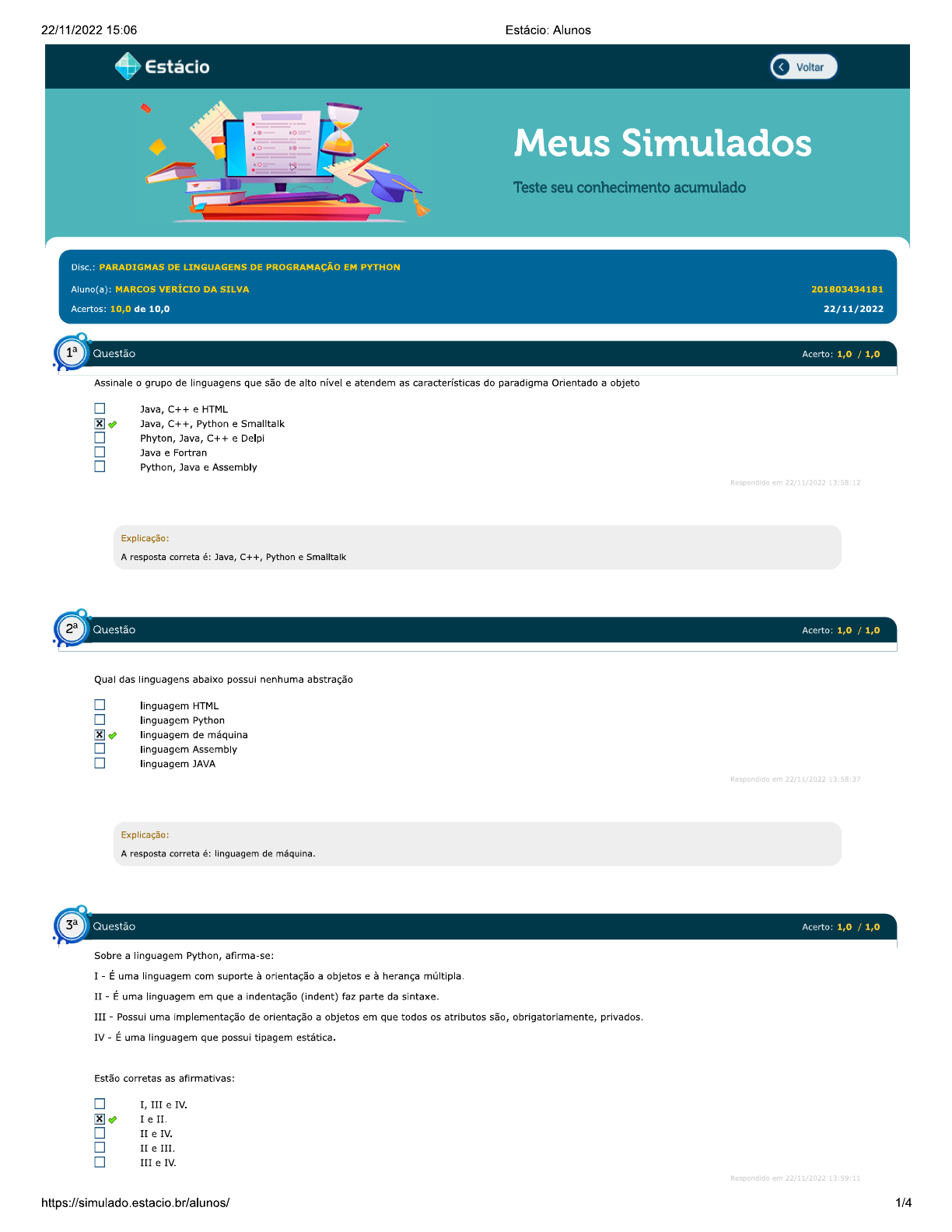 PARADIGMAS DE LINGUAGENS DE PROGRAMAÇÃO EM PYTHON - SIMULADO 1 CICLO ...