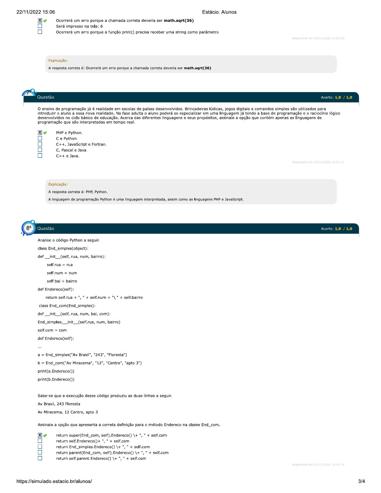 PARADIGMAS DE LINGUAGENS DE PROGRAMAÇÃO EM PYTHON - SIMULADO 1 CICLO ...