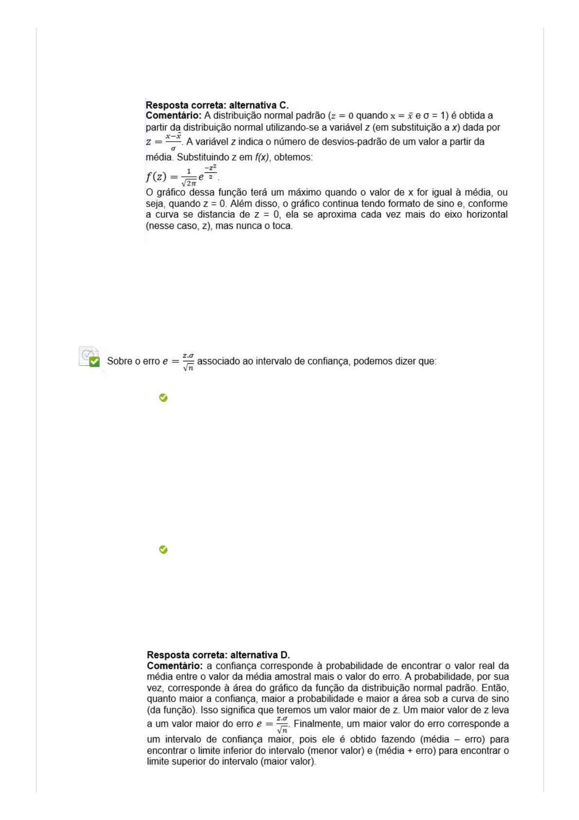 Estatistica QUESTIONÁRIO UNIDADE IV 3066- - Estatística I