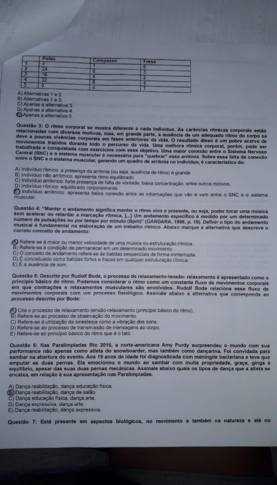 prova ritmo e dança unip - Ritmo e Dança