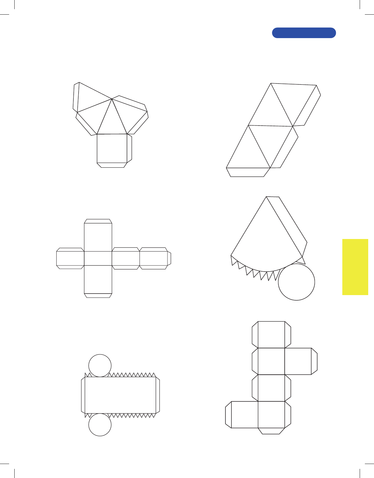 MOLDE DE CILINDRO, PRISMA E CUBO PARA IMPRIMIR, RECORTAR E MONTAR