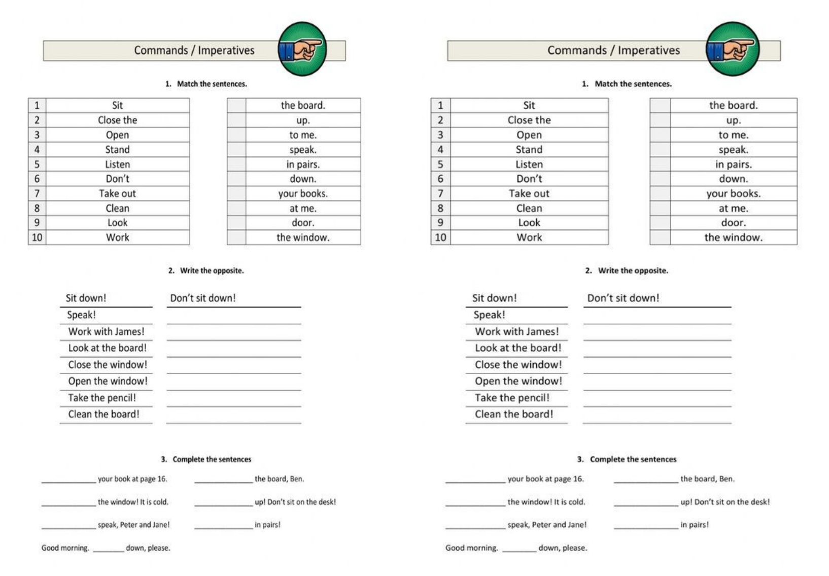3 ANO - IMPERATIVE FORM - Inglês