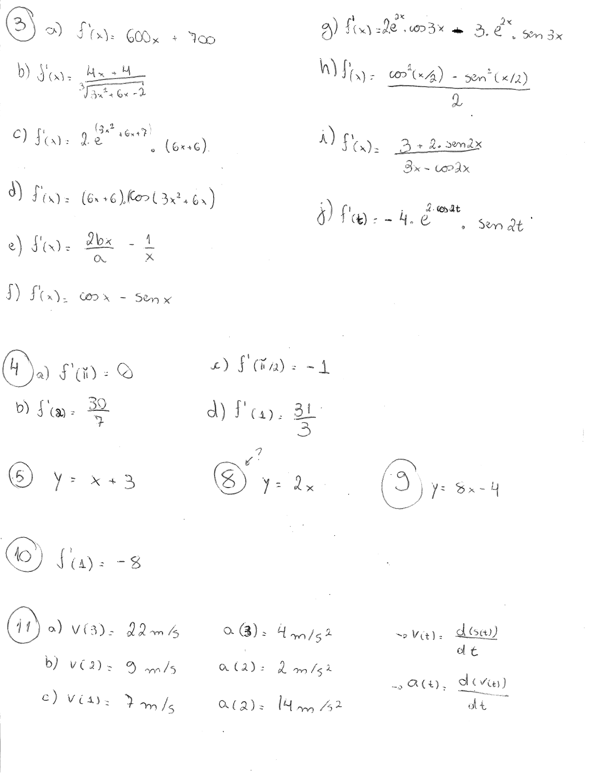 lista de exercícios derivadas resolução - Cálculo I