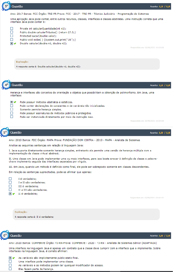 9 Acertos Simulado Av ProgramaÇÃo Orientada A Objetos Em Java Linguagem De Programação Java