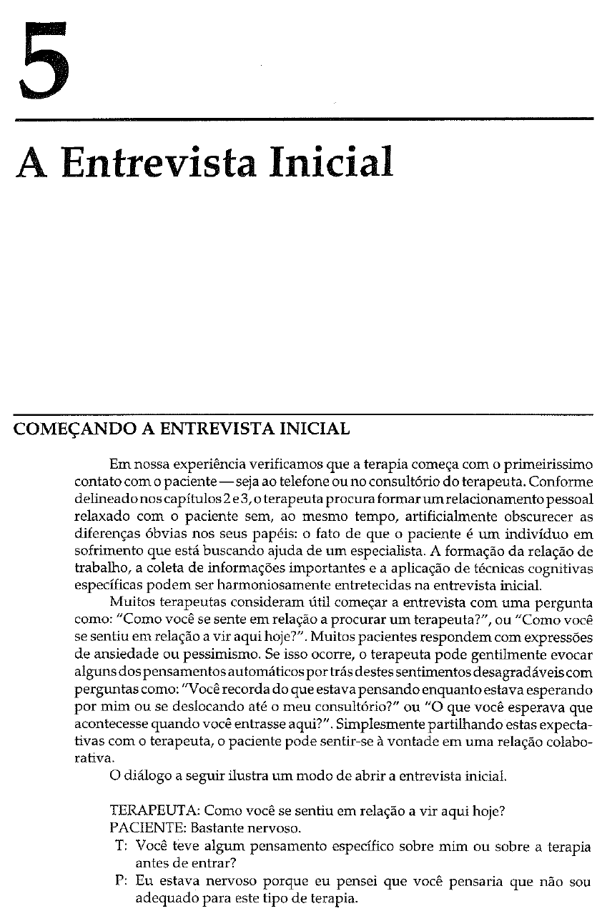 Cap 5 - A entrevista inicial - Psicologia