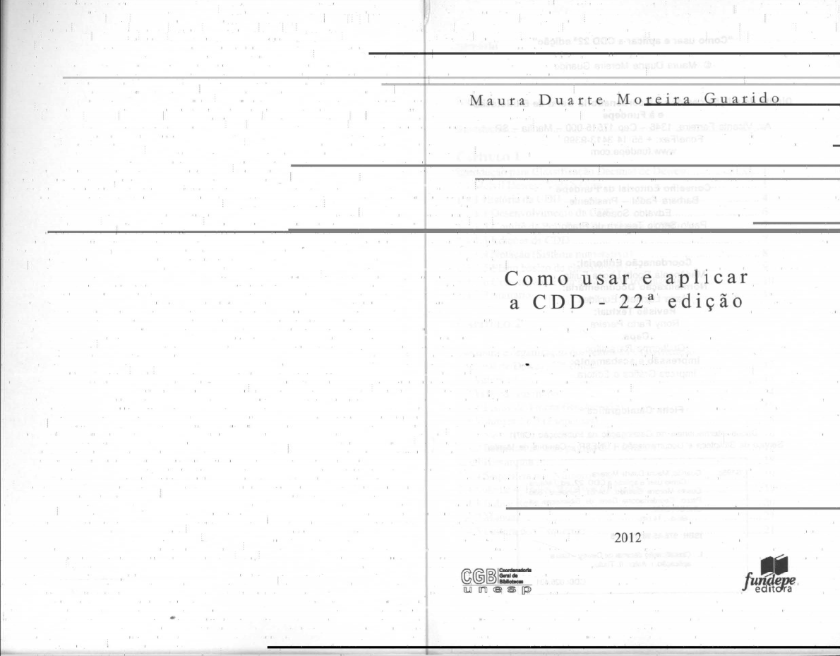 COMO USAR E APLICAR A CDD 22 EDI O - Pratica em Classificacao: Cdd