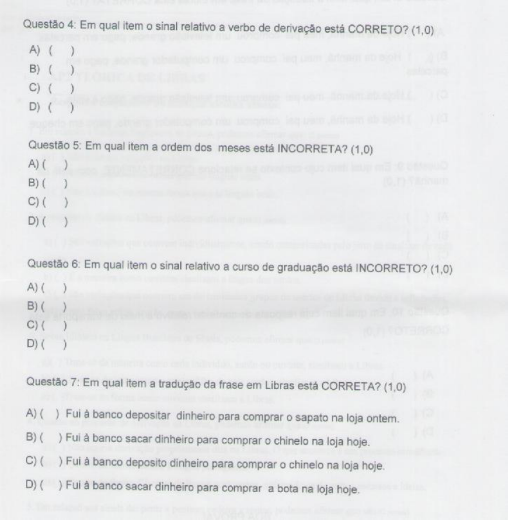AP2 Libras 2013.1 sem gabarito - Libras