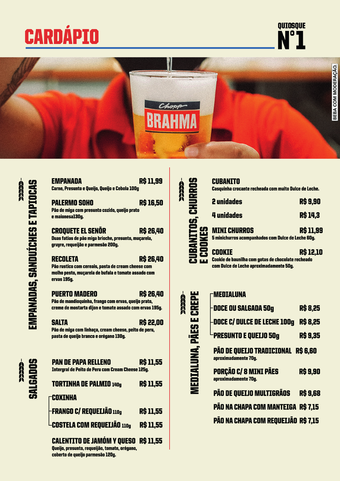 CARDÁPIO BRAHMA-2 - Culinária