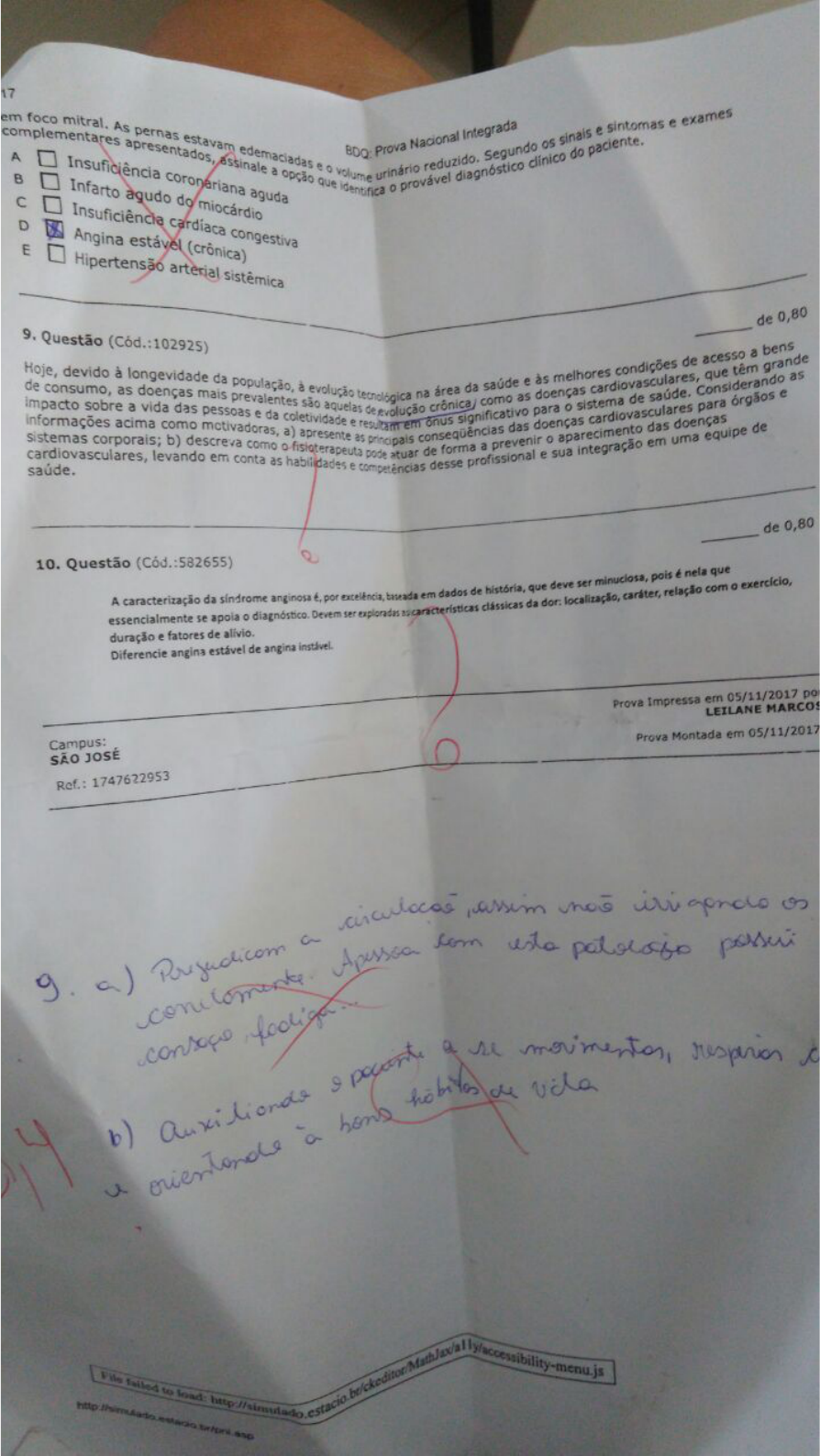 AV1 FISIO CARDIOVASCULAR 2 - Fisioterapia