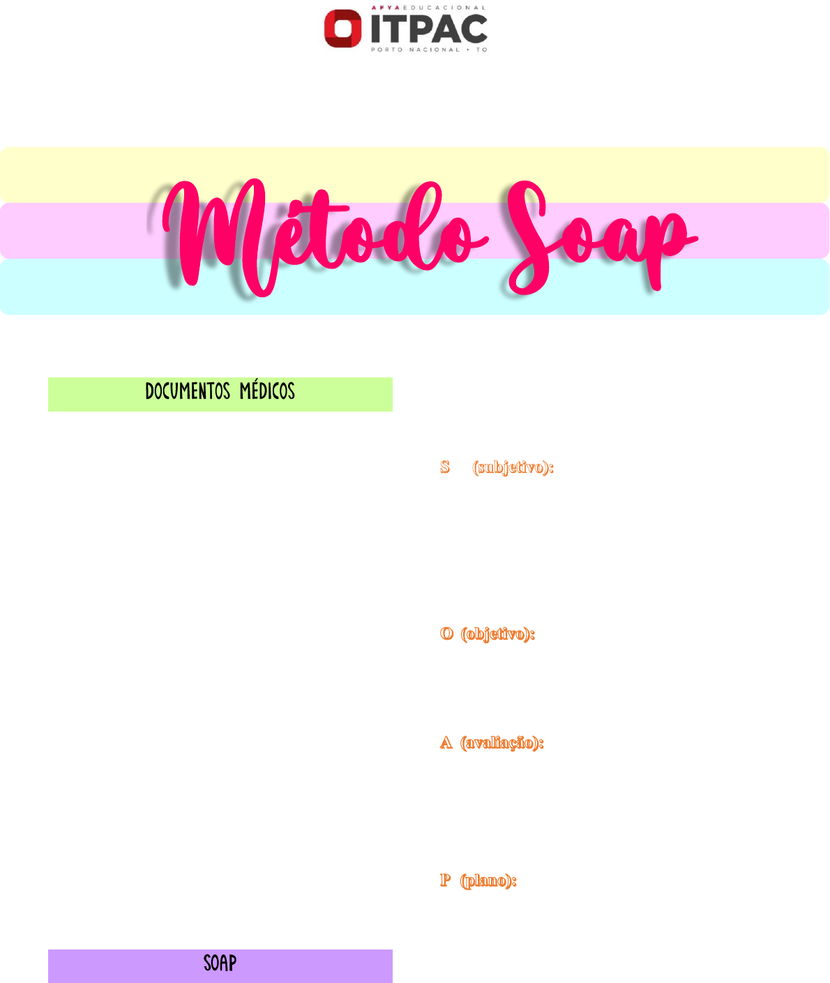 Método SOAP - Módulo Transversal: Interaç Ão Ensino Serviç Os C ...