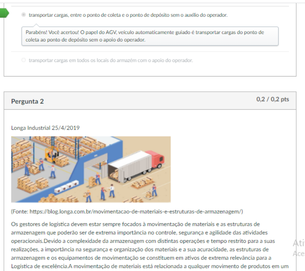 fundamentos e processos logísticos atividade objetiva 2 - Processos Logísticos