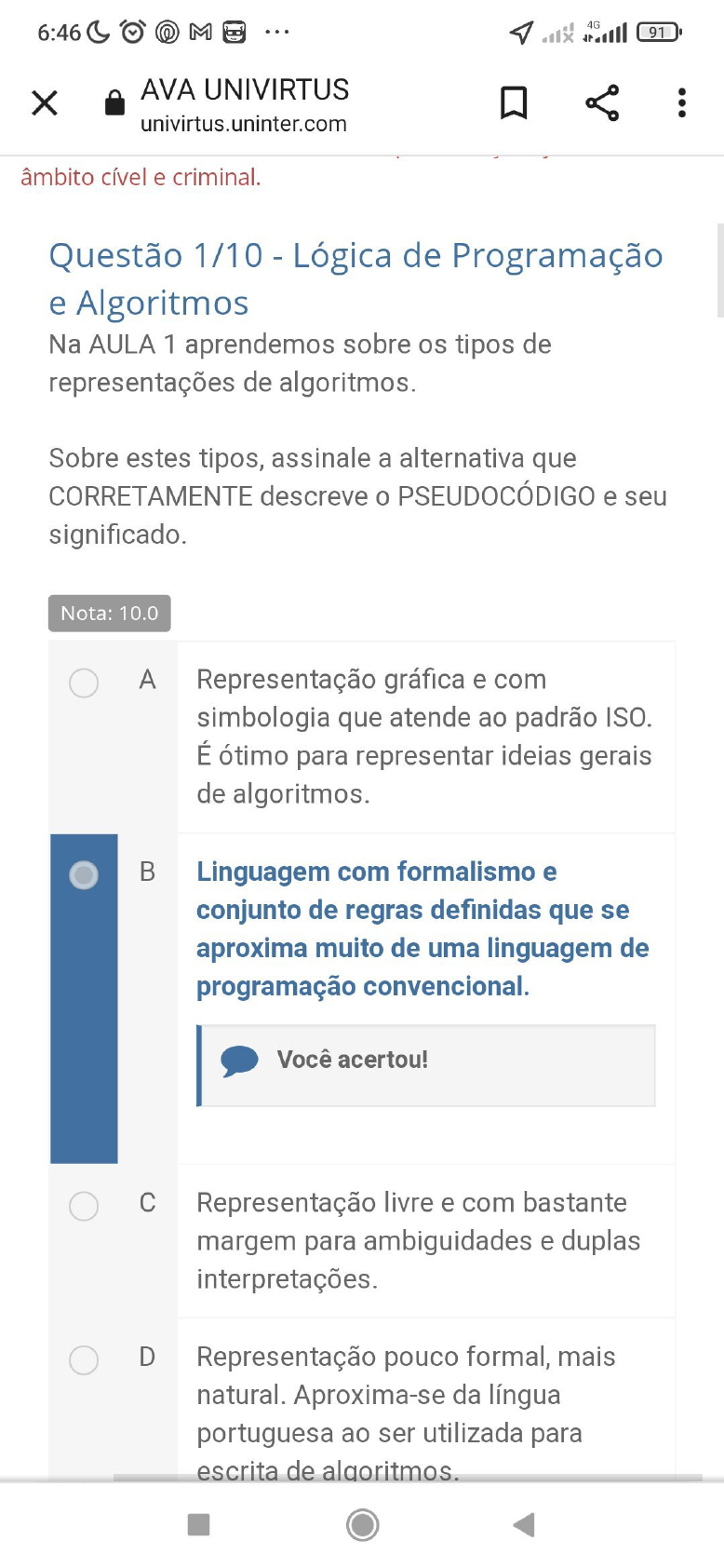 apol de log.alg. - Lógica de Programação apol de log.alg. - Lógica de Programação