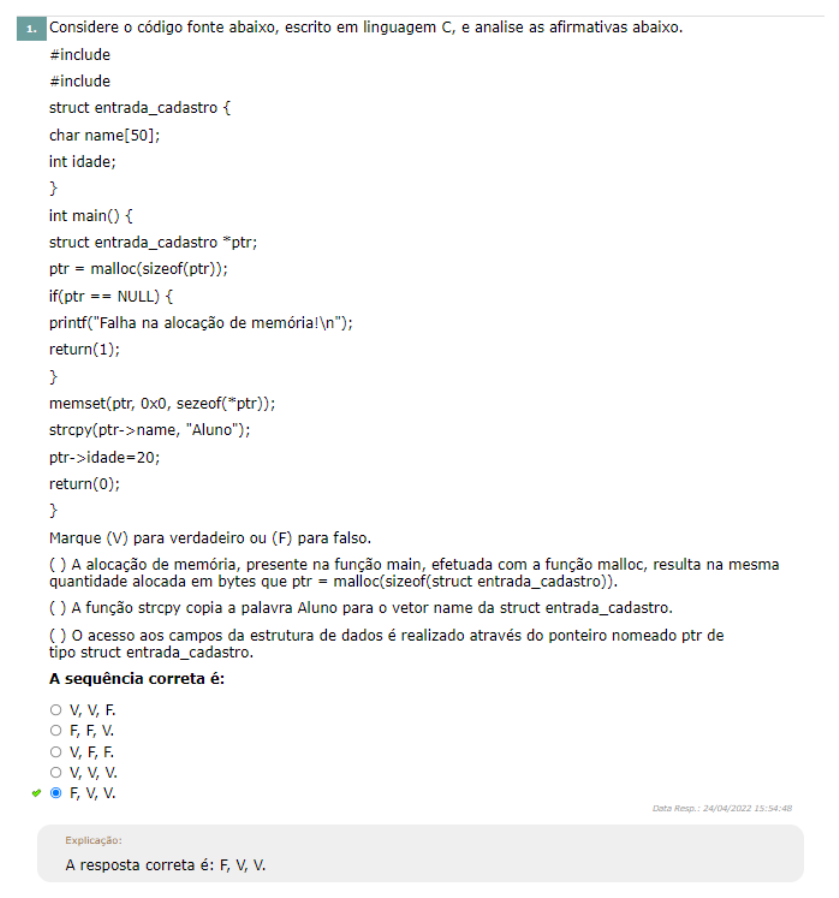 Exercicio ESTRUTURA DE DADOS EM C - Algoritimo e Estrutura de Dados C++