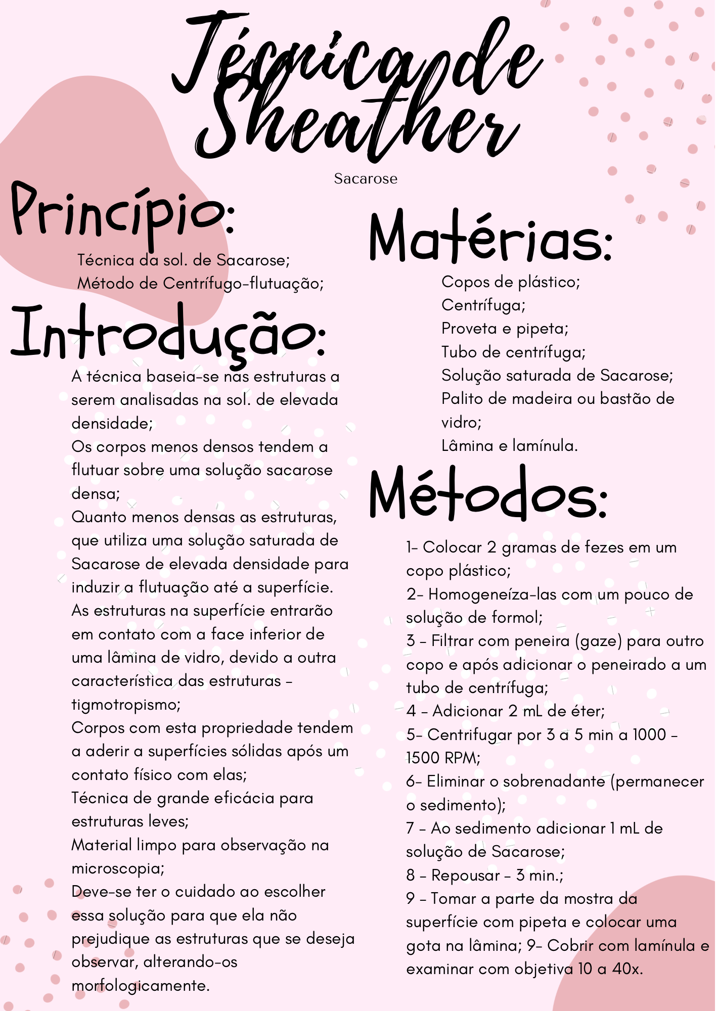 Resumo - Técnica de Sheather - Parasitologia