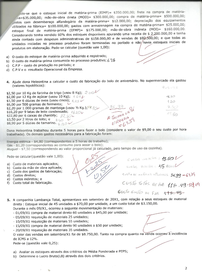 Prova De Analise De Custos Anhanguera - LIBRAIN Prova De Analise De Custos Anhanguera - LIBRAIN