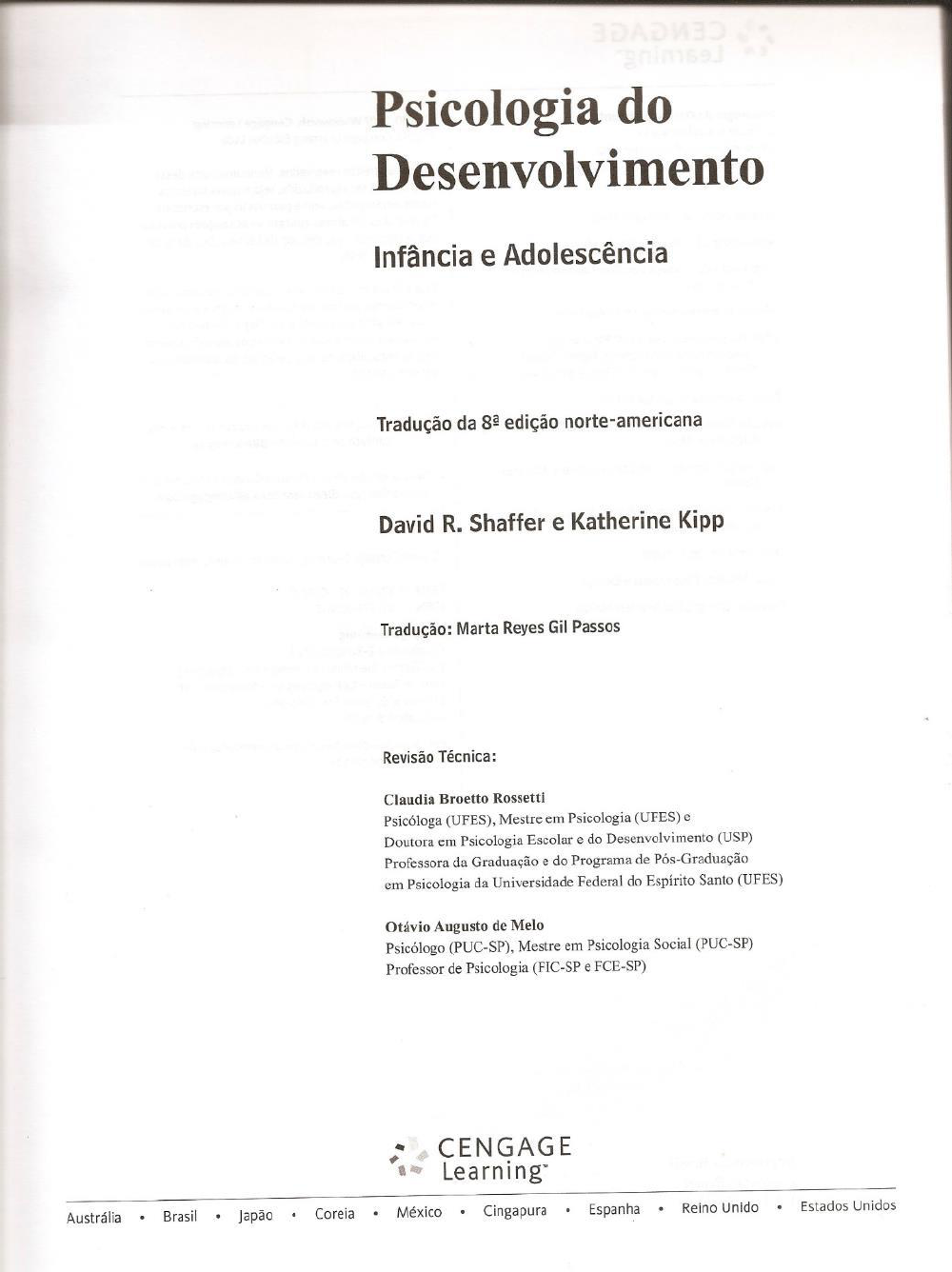Livro sobre psicologia- Shaffer - Psicologia do Desenvolvimento
