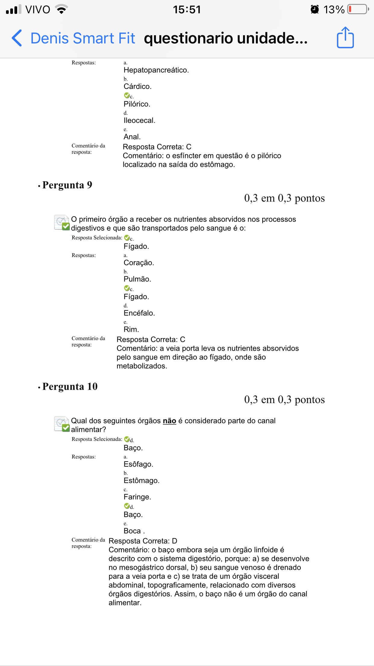 questionário unidade 2 - Anatomia dos Sistemas