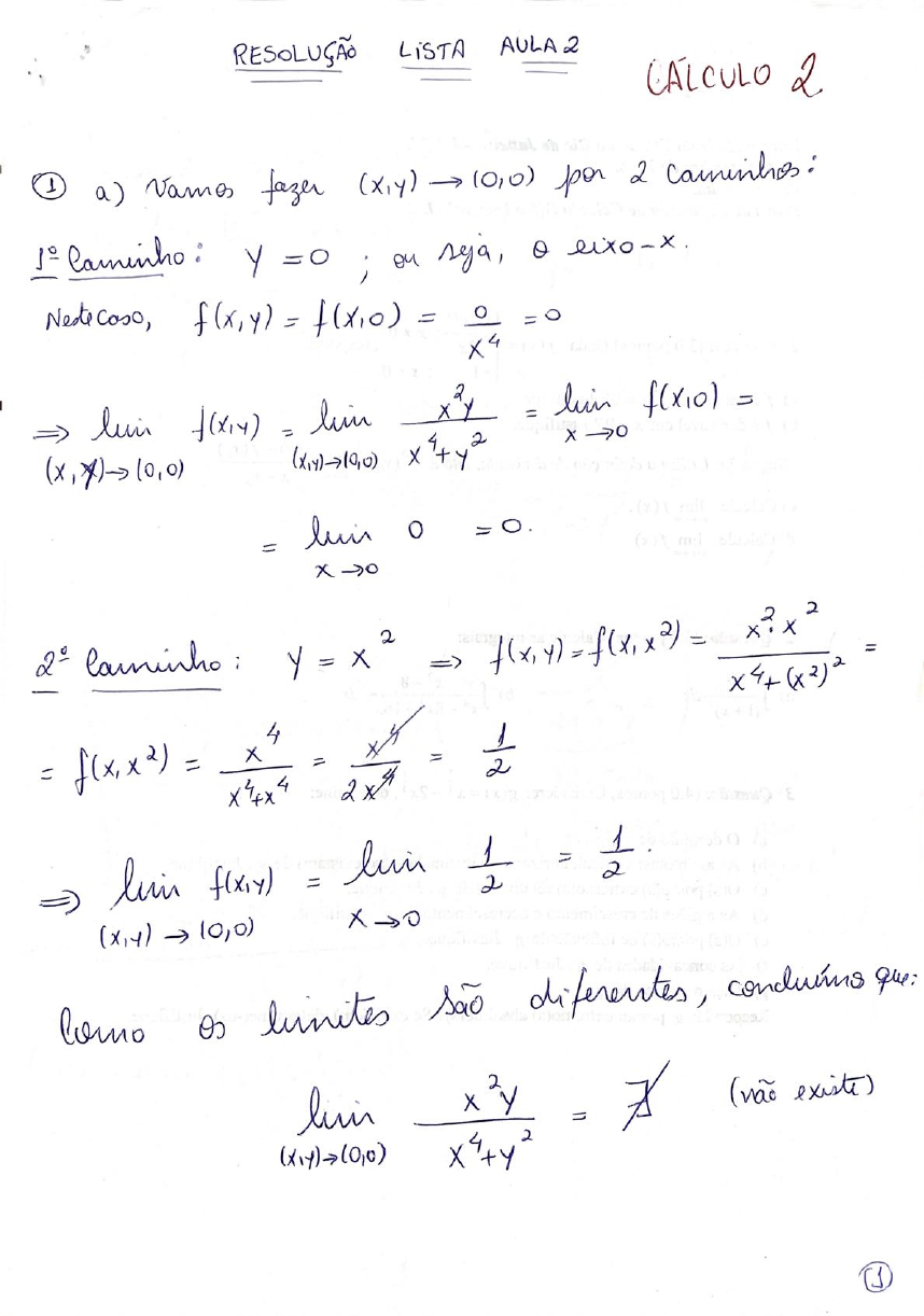 Cálculo Diferencial e integral 2 - Cálculo I