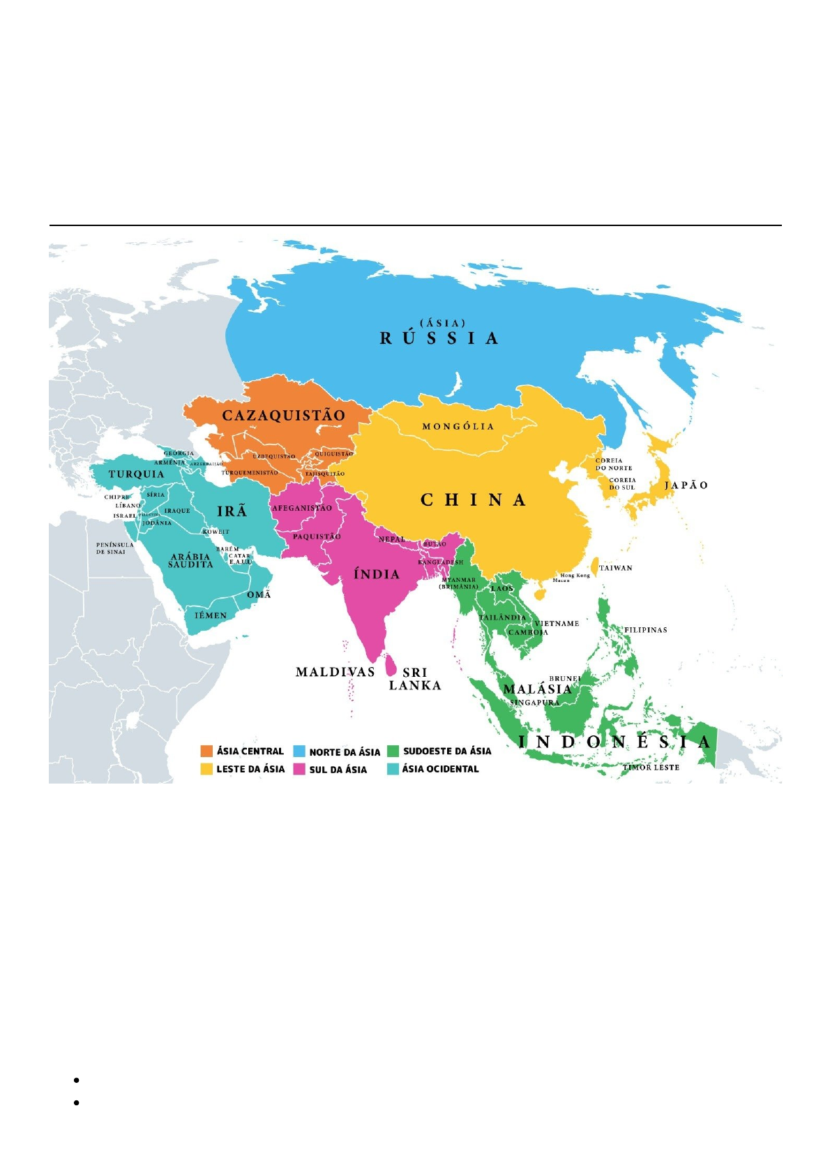 Mapa Dos Paises Da Asia Ocidental Que Parte Da Rússia Ou Da