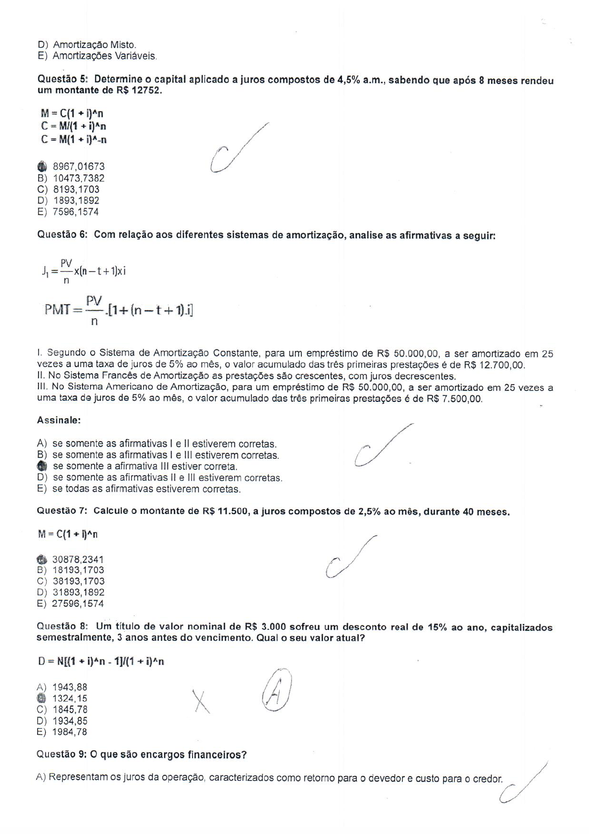 Prova Presencial Matemática Financeira - UNIP 2018 - Logística Prova Presencial Matemática Financeira - UNIP 2018 - Logística