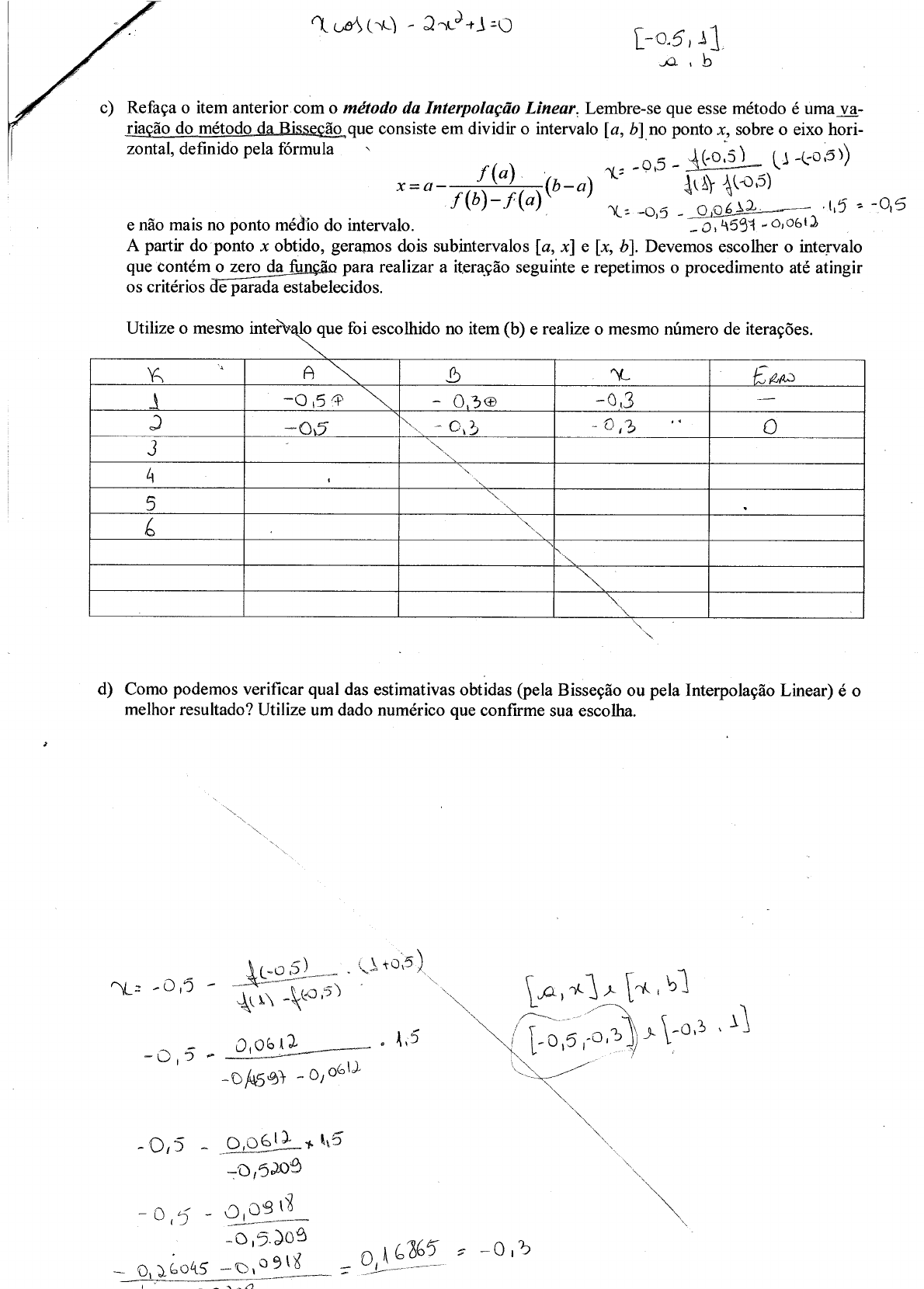 Prova 1 cálculo numerico - Cálculo Numérico Prova 1 cálculo numerico - Cálculo Numérico