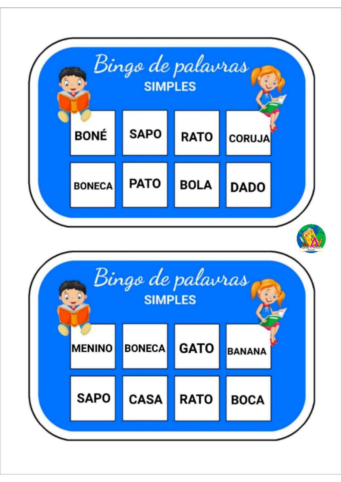 Atividade Bingo De Palavras Atividade Bingo De Palavras