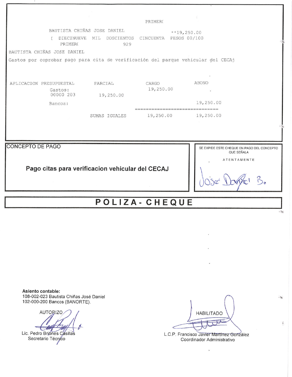 POLIZA--CHEQUE--DE-JULIO-2021 - Contabilidade / Ciências Contábeis