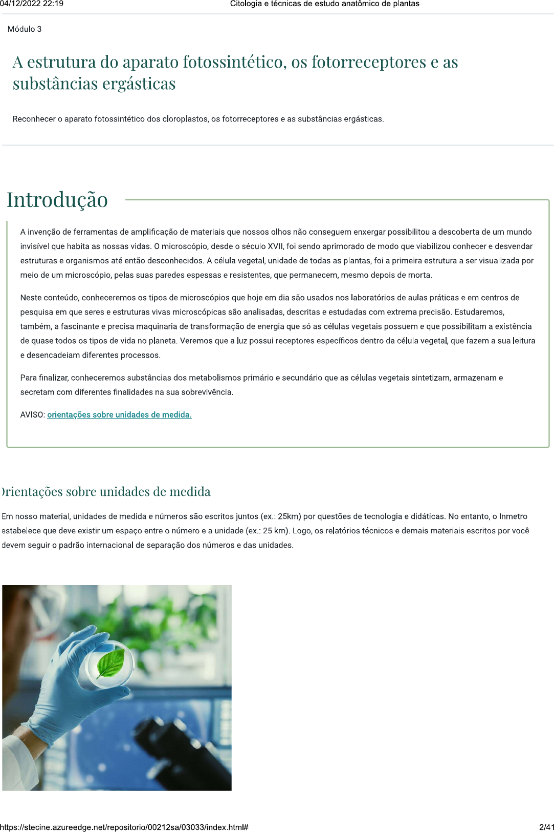 Anatomia e Fisiologia Vegetal - Citologia de estudos anatomicos de ...