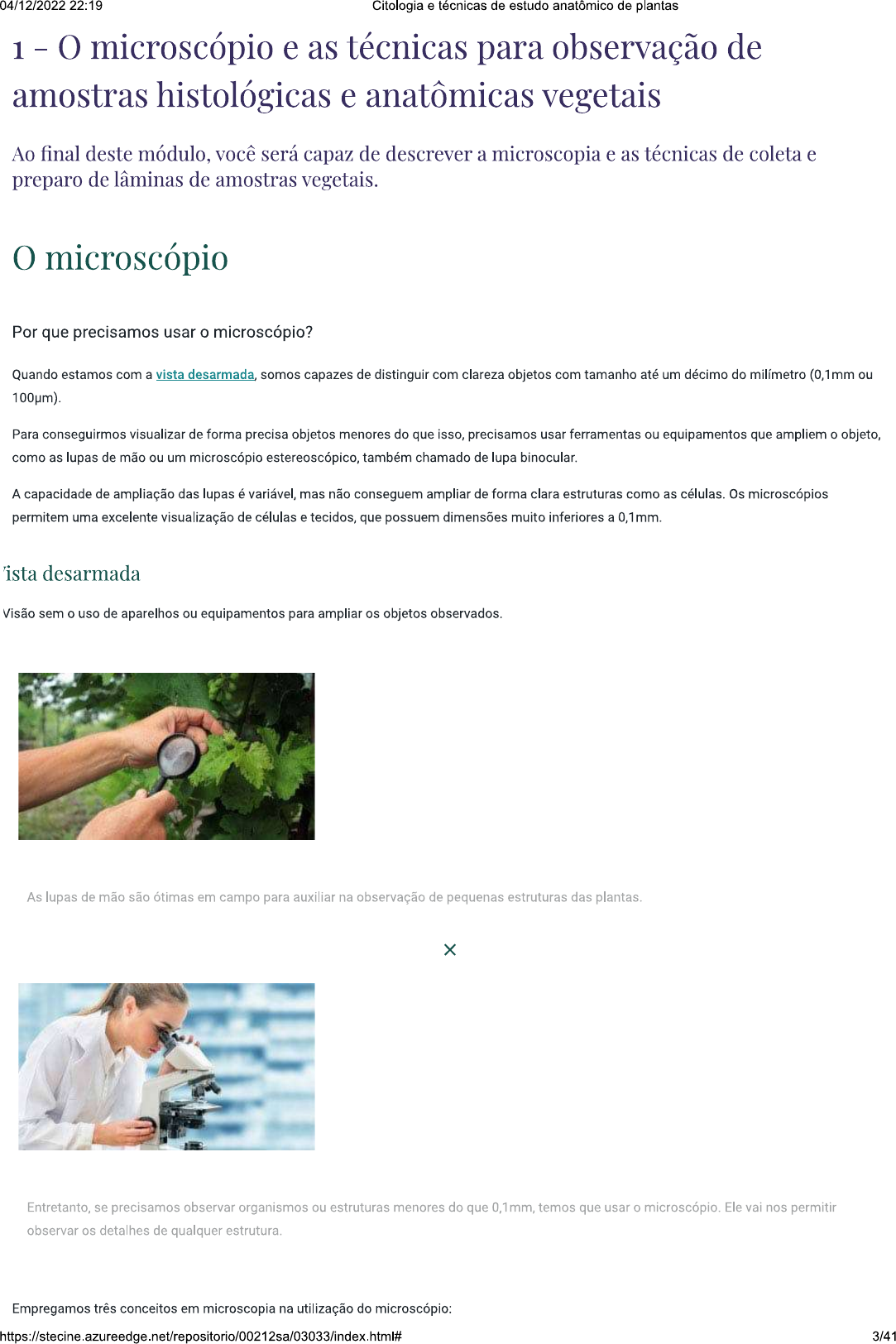 Anatomia e Fisiologia Vegetal - Citologia de estudos anatomicos de ...