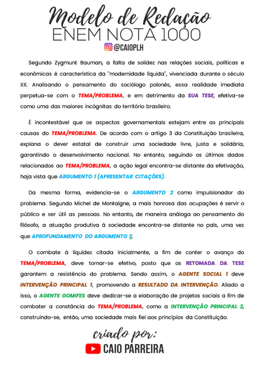 Modelo De Redacao Nota 1000 - GITEDU