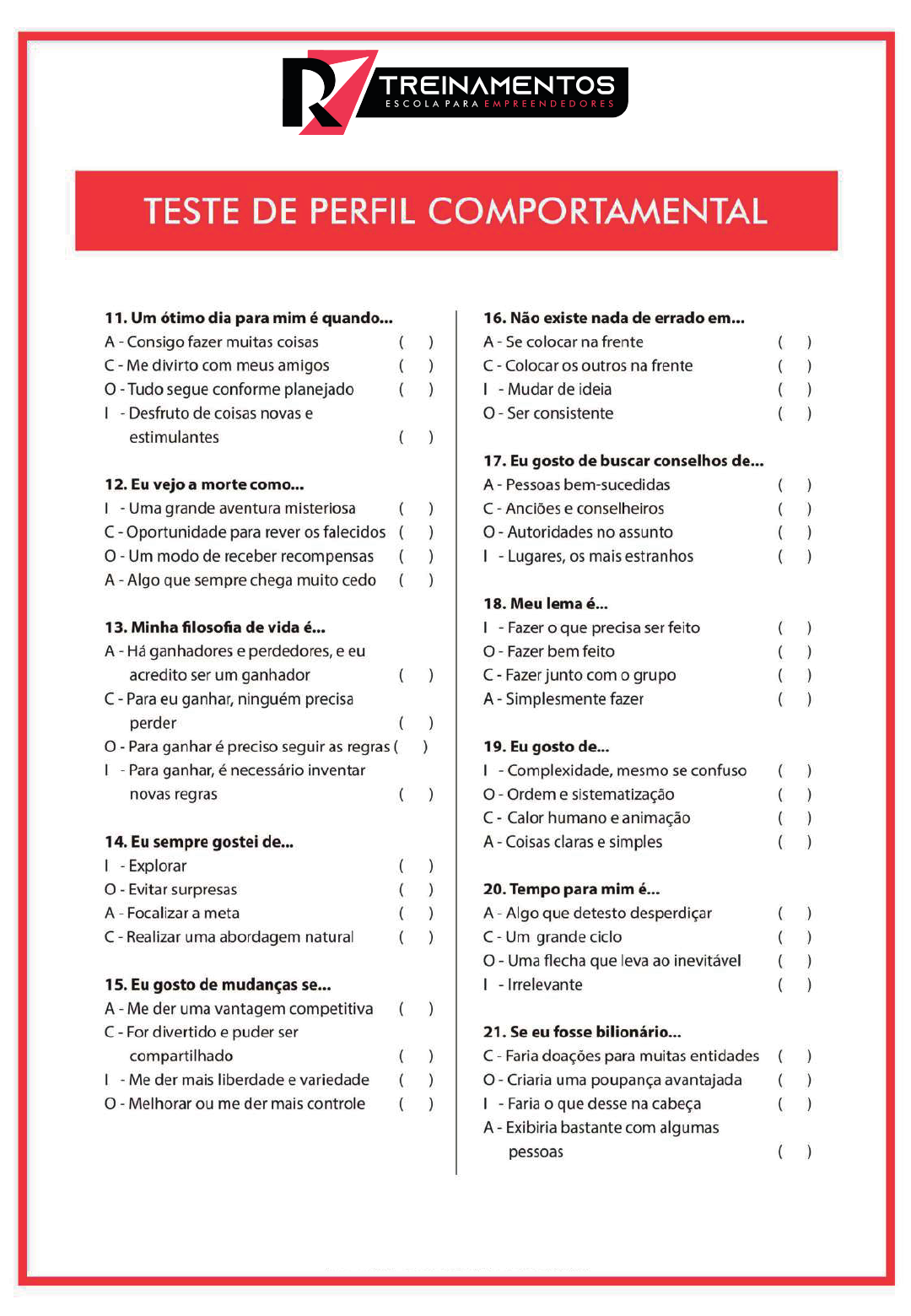Teste de perfil comportamental - Filosofia