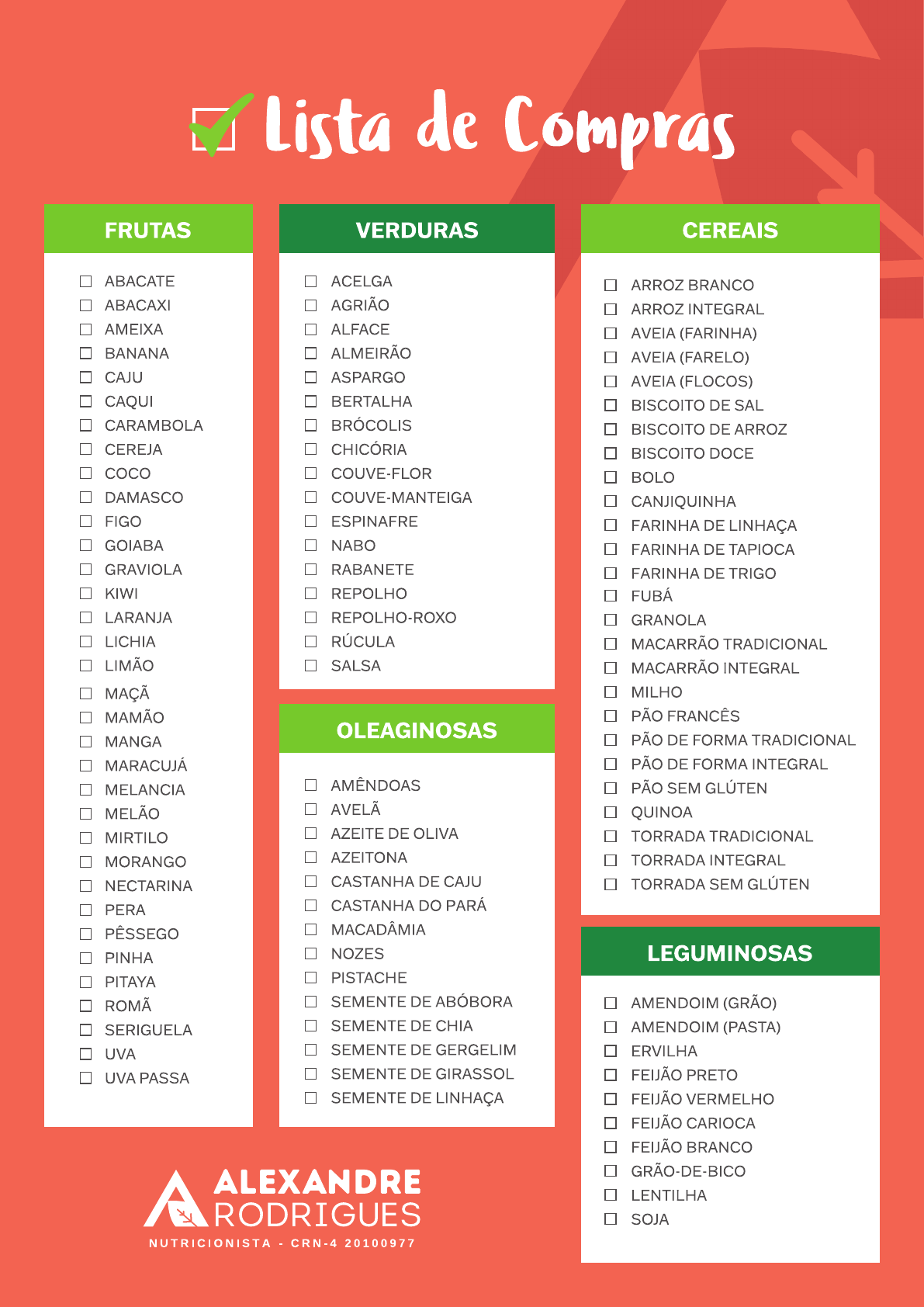 Lista De Compras Saudaveis Para Imprimir