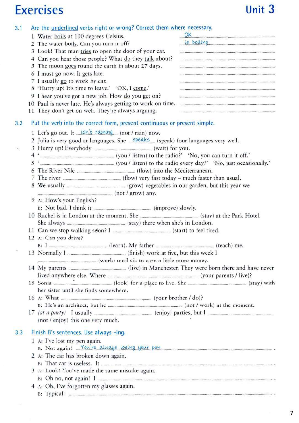 Unit 3 - Simple Present and Present Continuous - Inglês