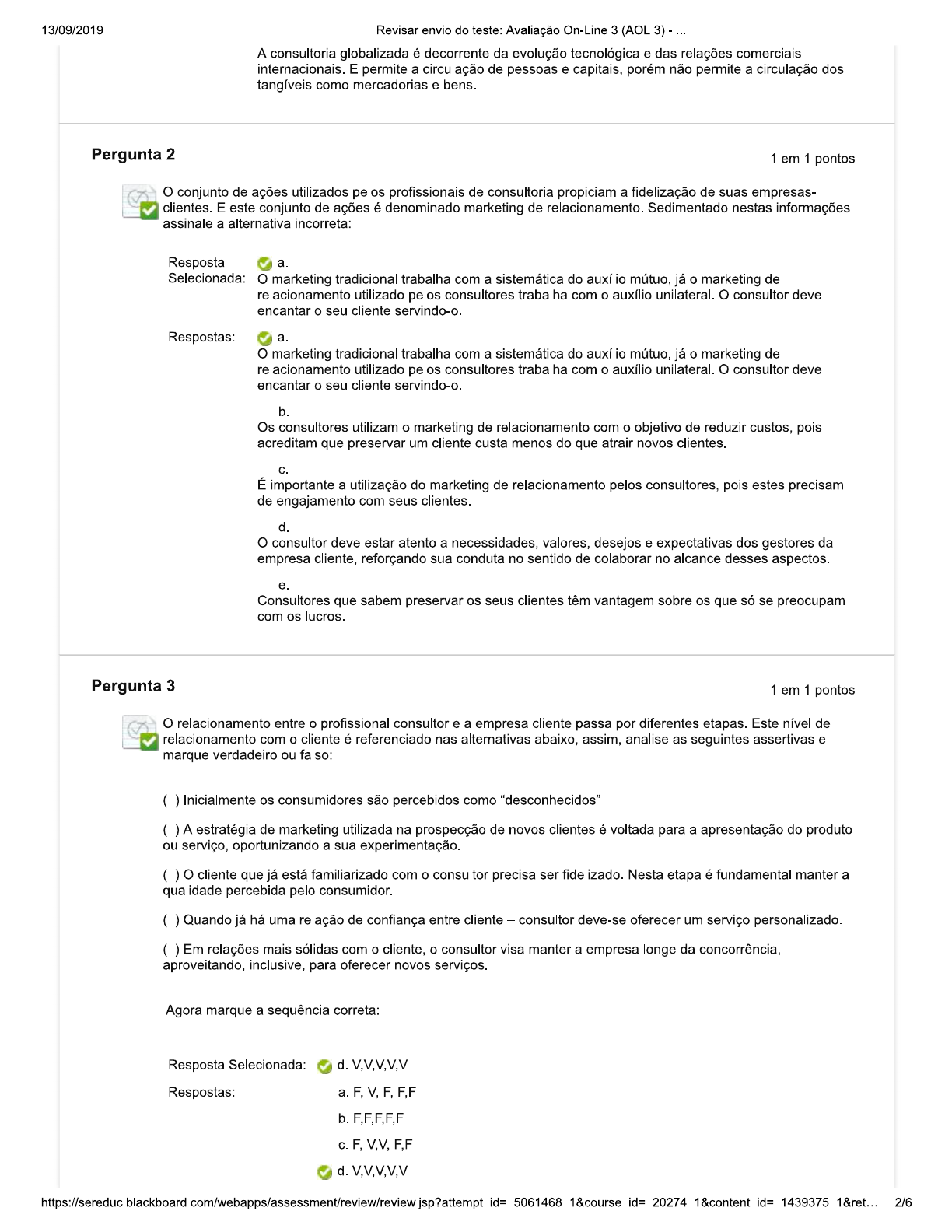 Avaliação On-Line 3 (AOL 3) - Consultoria Organizacional