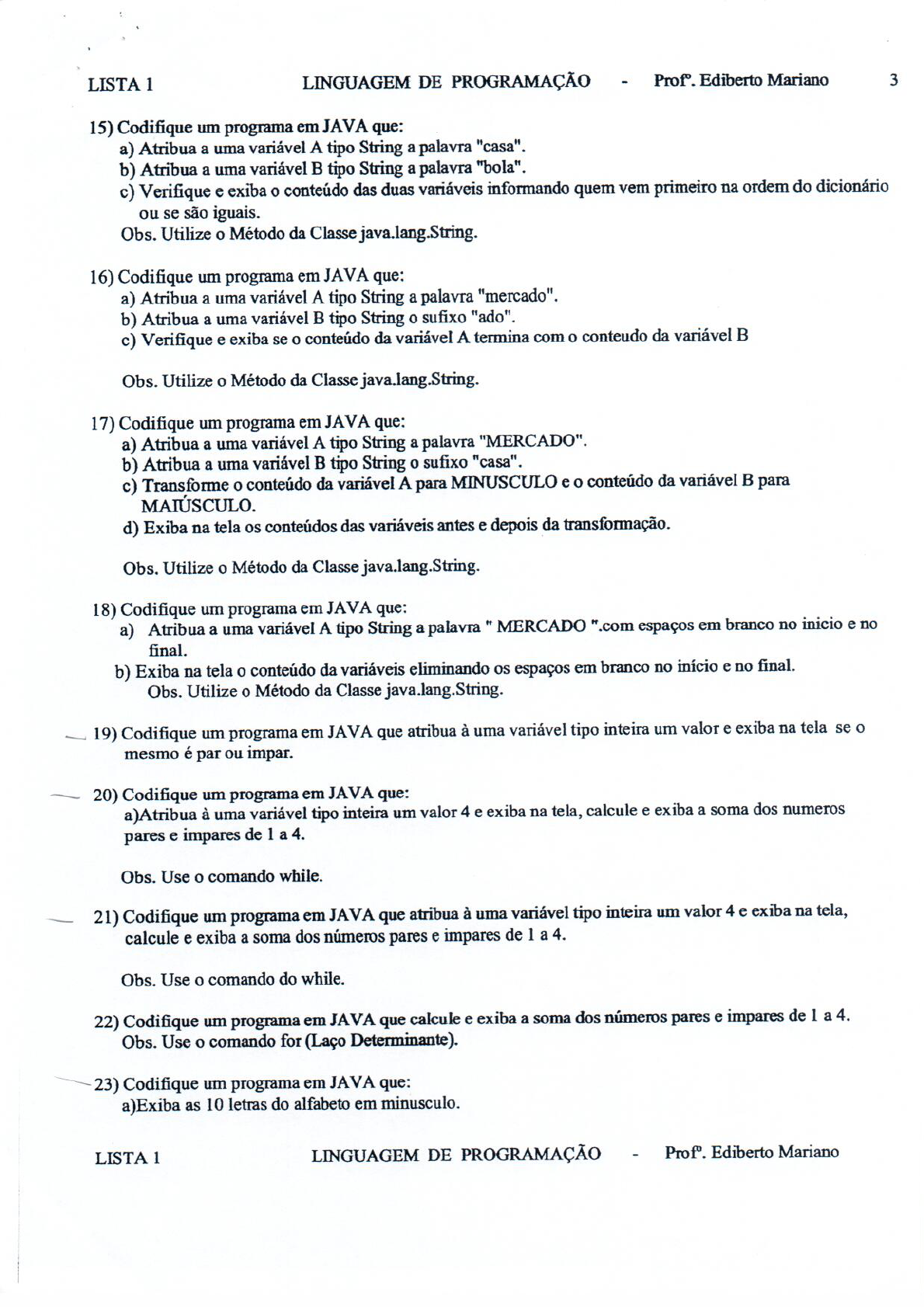 LP1 1 - Programação em Java