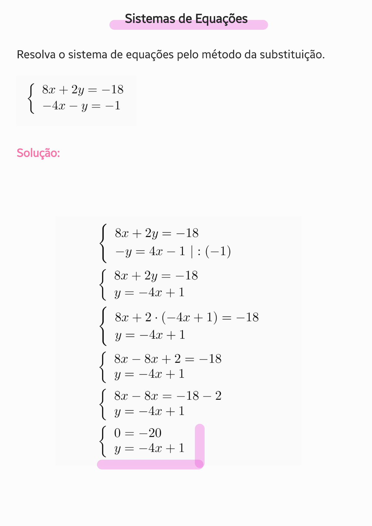 Resolva O Sistema De Equações Por Substituição Matemática Básica