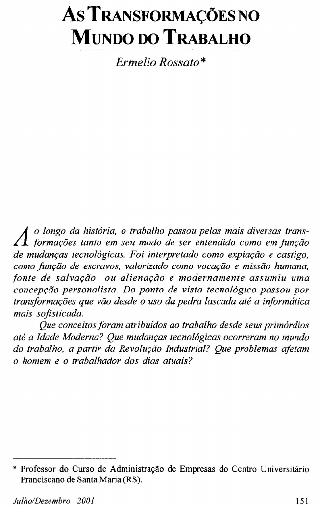 Texto Transformacões do Mundo do Trabalho - Serviço Social e Processos ...