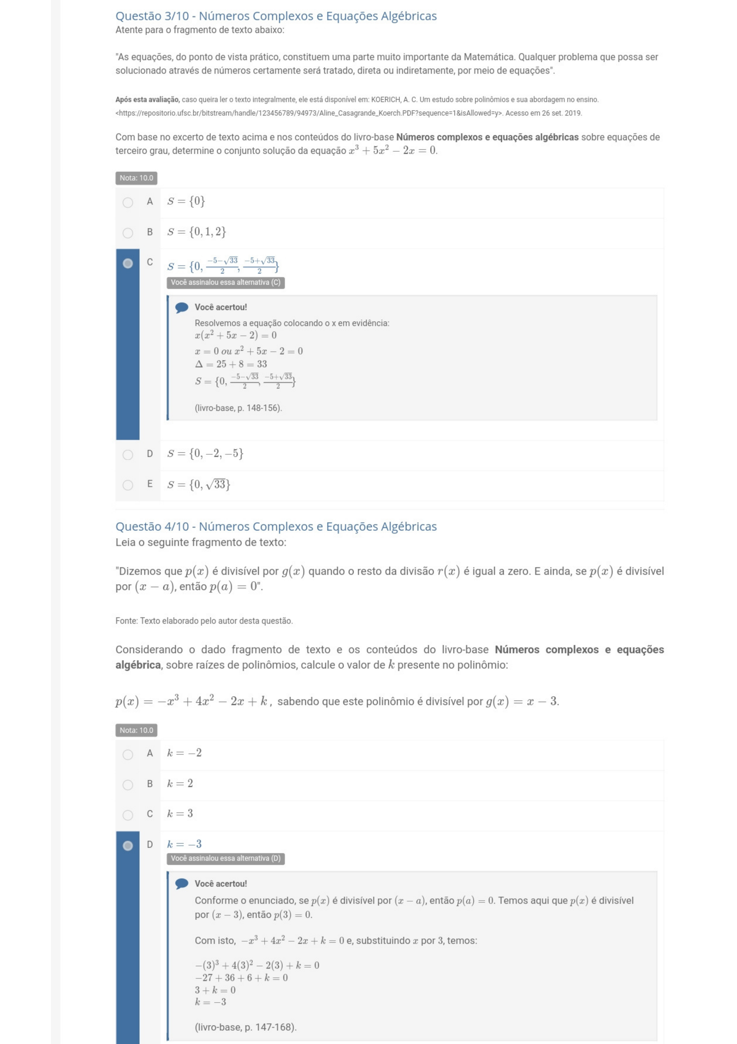 NÚMEROS COMPLEXOS E EQUAÇÕES ALGÉBRICAS -APOL2 - Numeros Complexos e ...