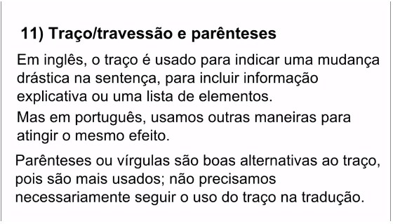 11. Traço Travessão e Parênteses - Tradução