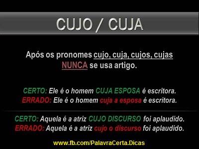 Cujo cuja Português - Português Mapas Mentais