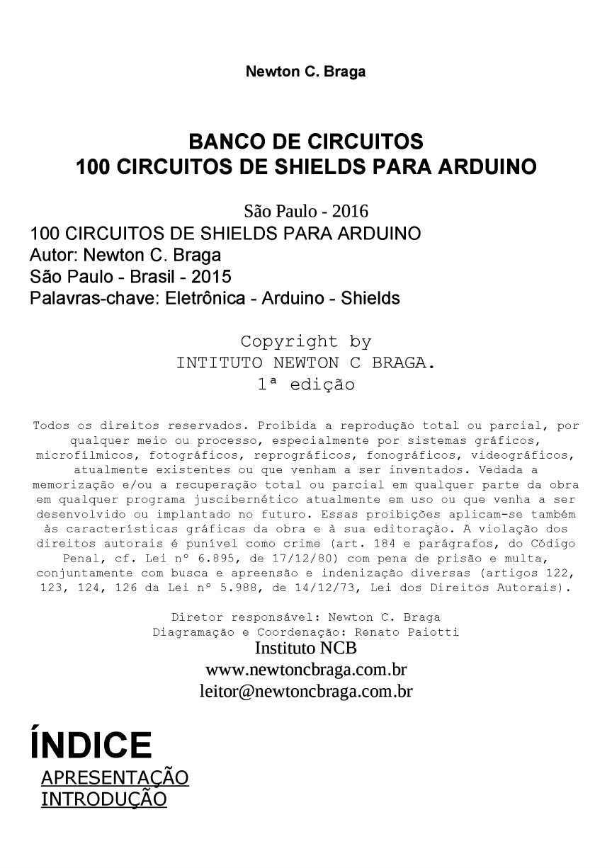 100 circuitos de shields para arduino - Banco de Circuitos - Vol 30.pdf - Circuitos Elétricos I