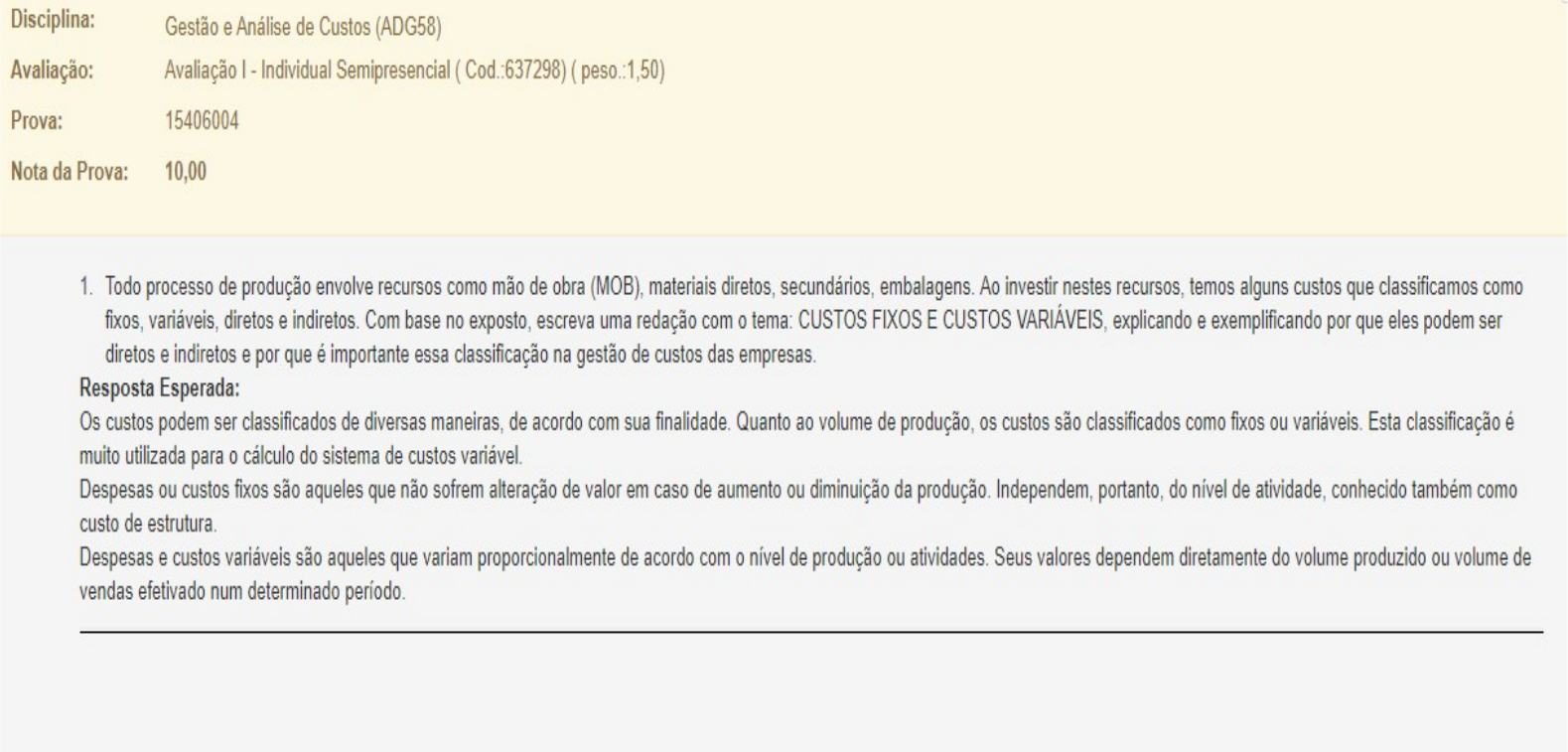 Prova De Analise De Custos Anhanguera - BRAINCP Prova De Analise De Custos Anhanguera - BRAINCP