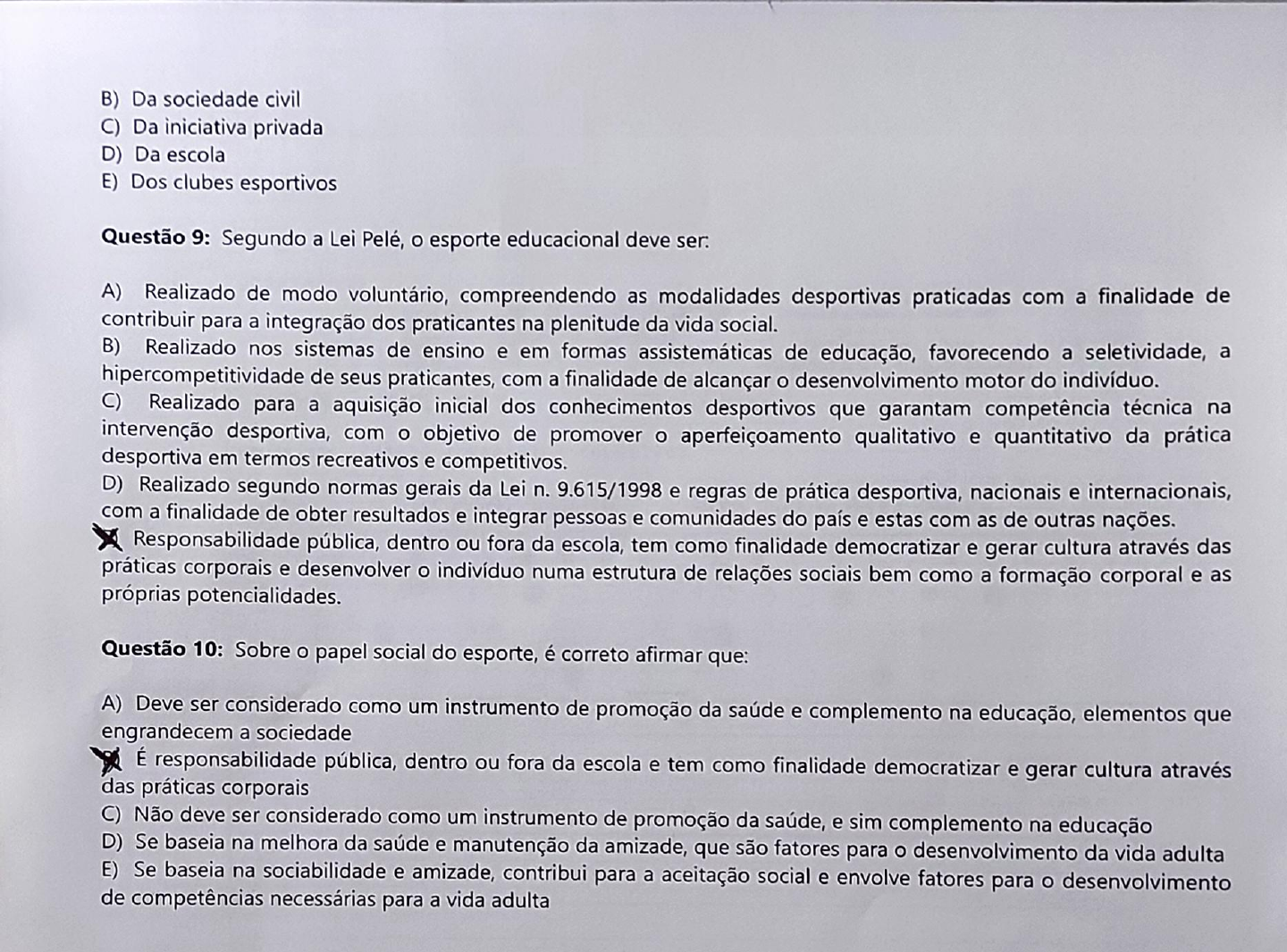 Prova de Esportes coletivos Unip - Educação Física