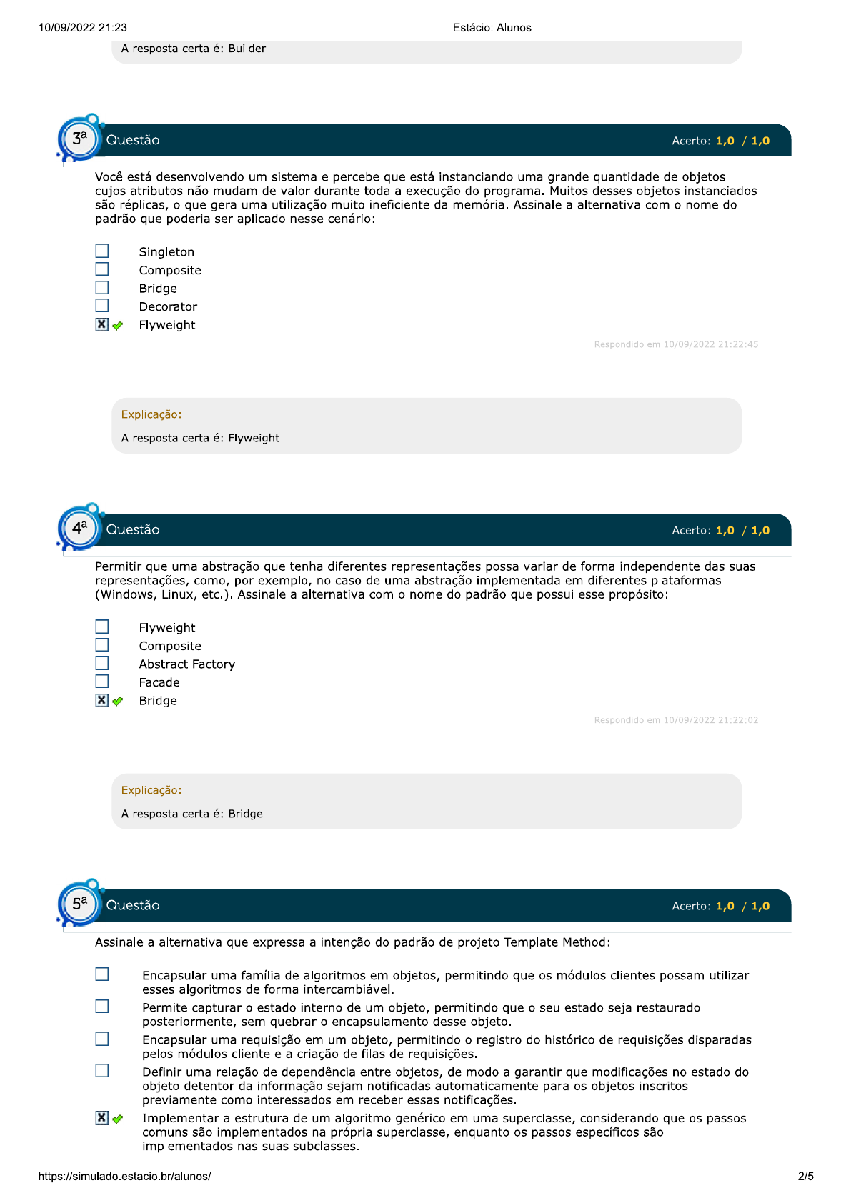 SIMULADO 1 - PADRÕES DE PROJETO DE SOFTWARE COM JAVA - Padrões de Projeto de Software