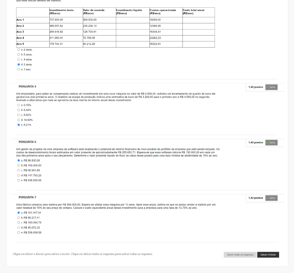 Matemática Financeira - Atividade Avaliativa - Semana 6 - Matemática Financeira